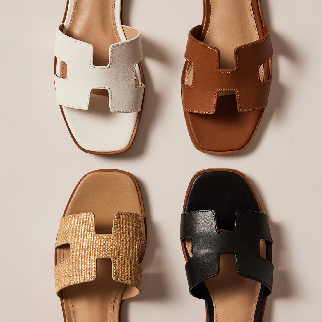 HADYN Tan Leather Women's Slide Sandals | Women's Designer Sandals ...