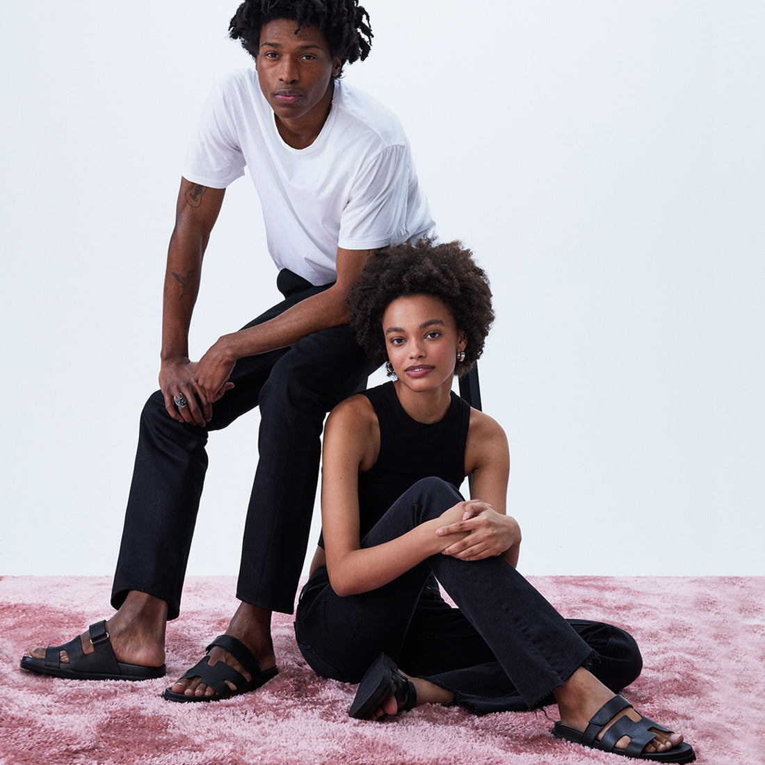 MAYVEN Black Leather Flatform Slide Sandals | Women's Designer Sandals ...