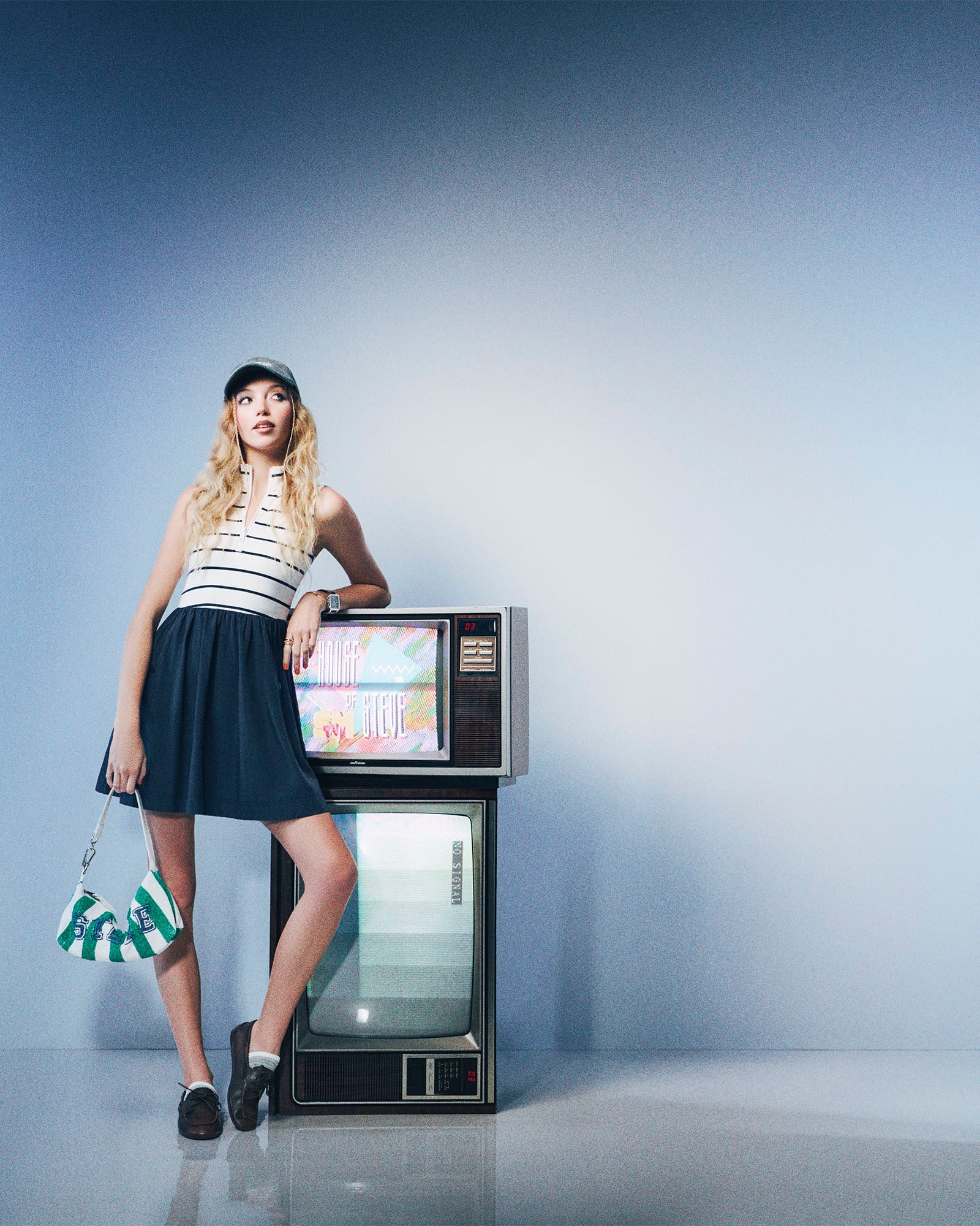 LYON Sleeveless Flowy Striped Dress Blue Multi | Women's Designer ...