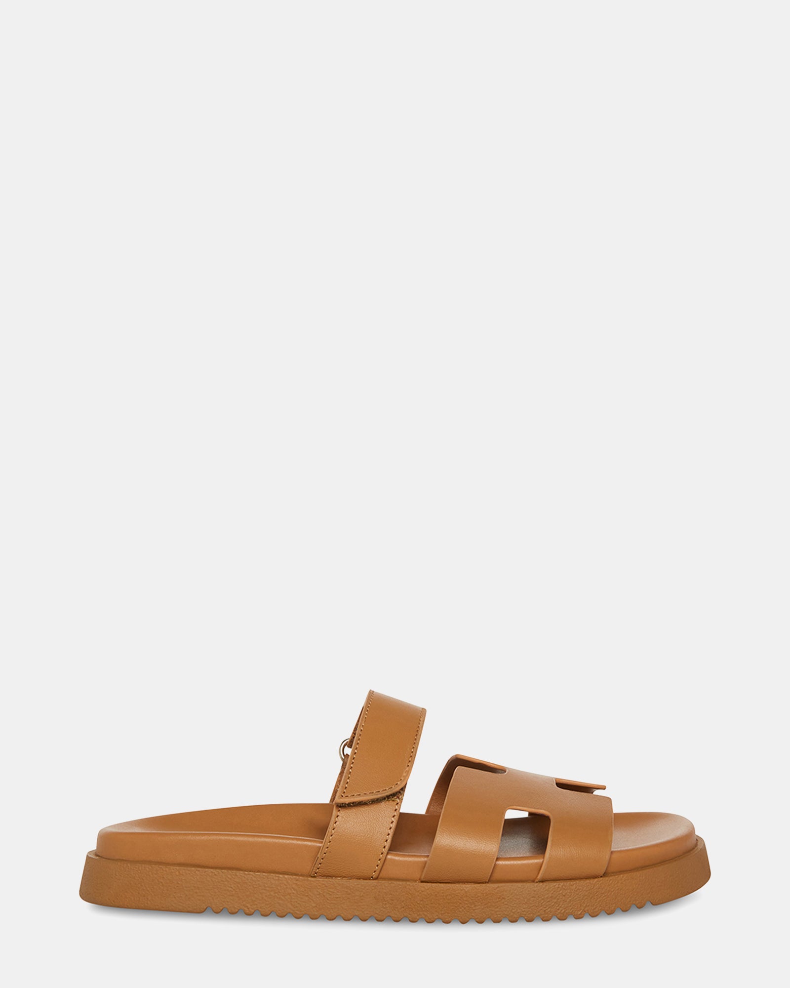 MAYVEN Tan Leather Flatform Slide Sandals | Women's Designer Sandals ...