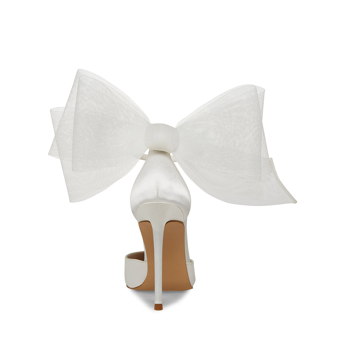 VALENTEEN White Satin Bow Embellished Pumps | Women's Designer Heels ...