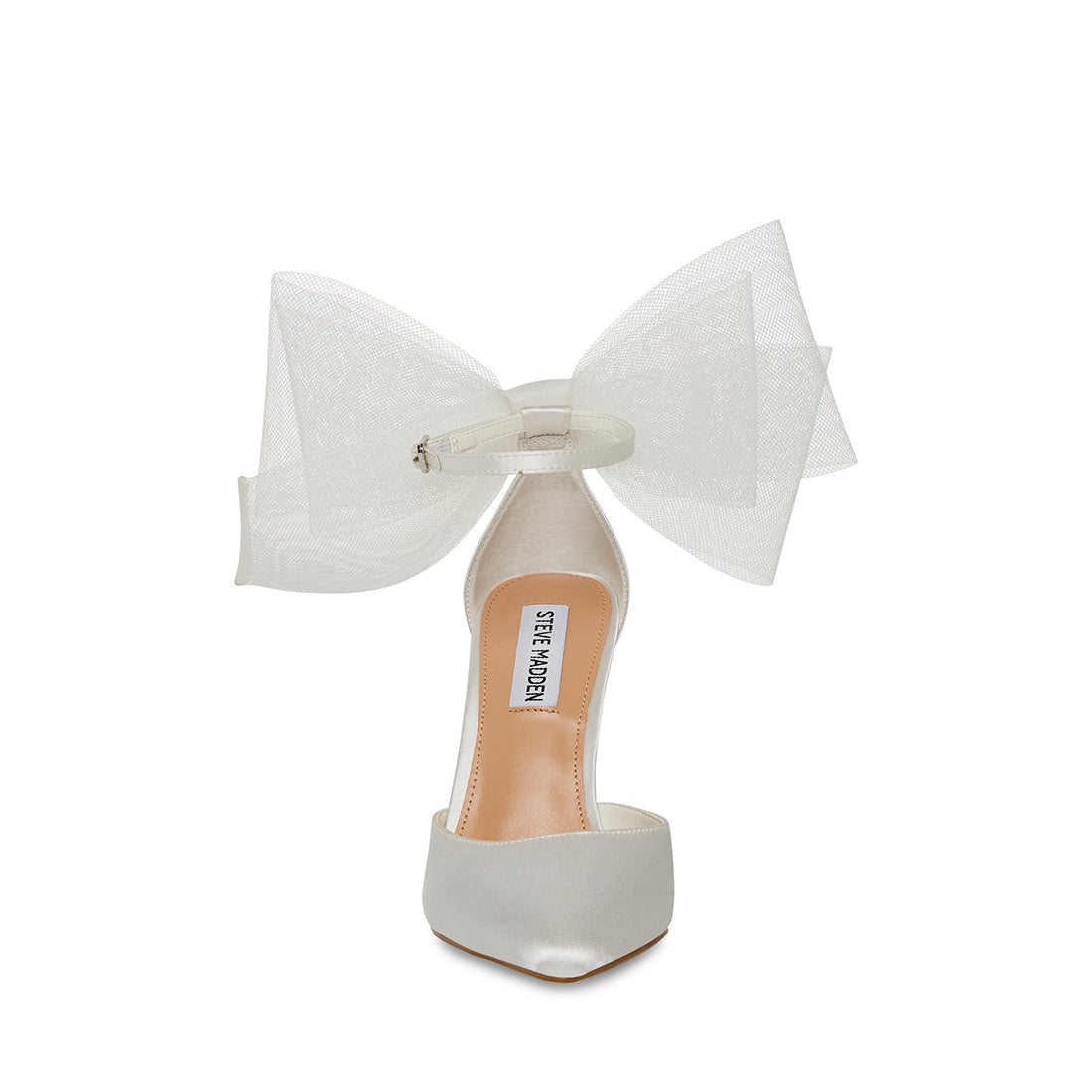 VALENTEEN White Satin Bow Embellished Pumps | Women's Designer Heels ...