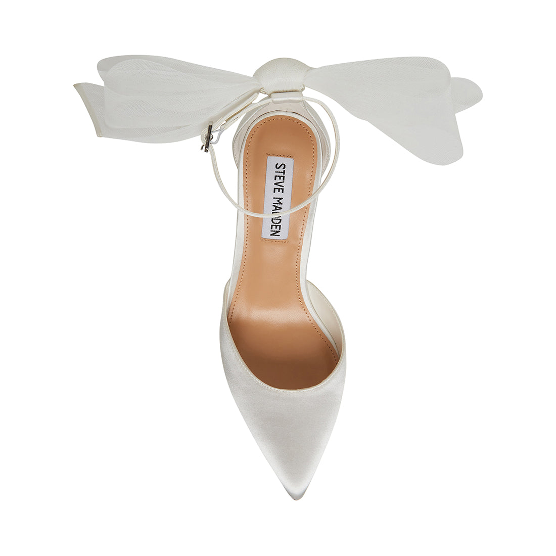 VALENTEEN White Satin Bow Embellished Pumps | Women's Designer Heels ...