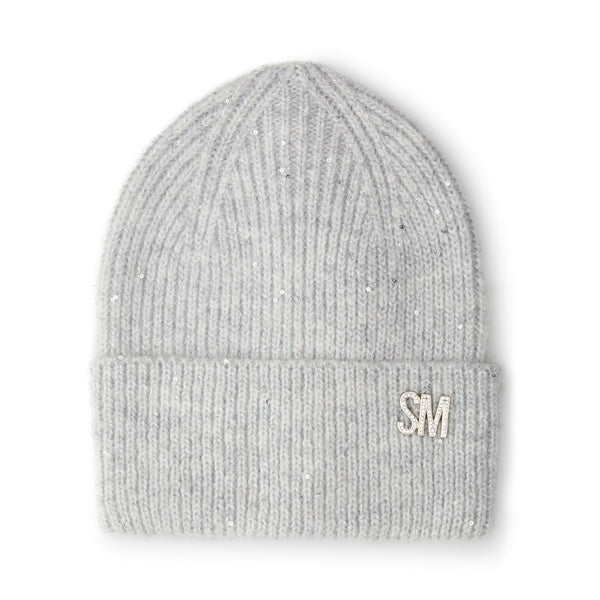 Grey Metallic Thread Rib Beanie Hat | Women's Designer Winter ...