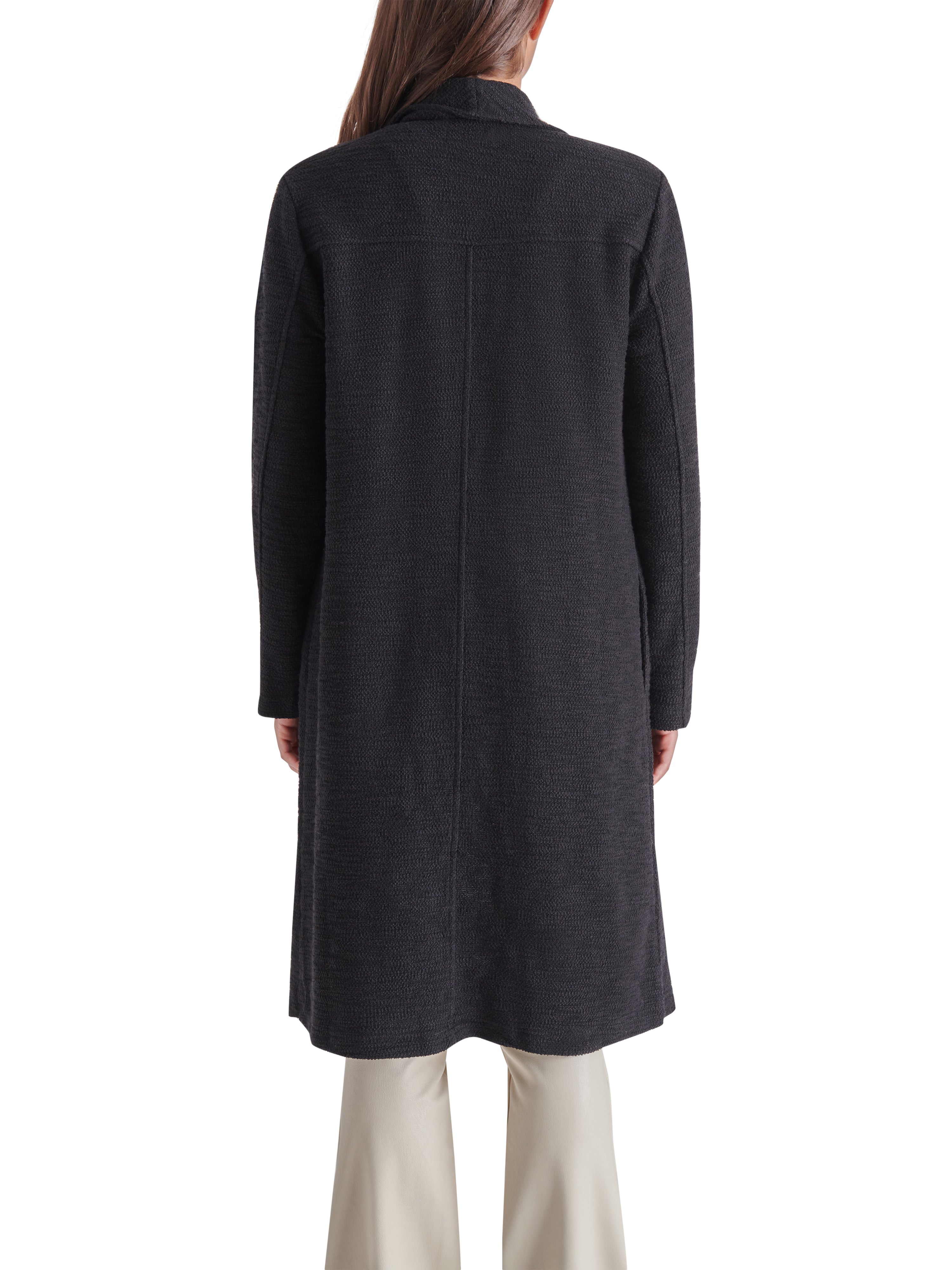 Black Open-Front Textured Knit Jacket | Women's Designer Clothing ...