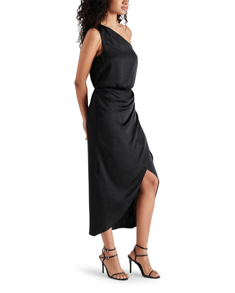 ADELE Black One Shoulder Midi Dress | Women's Designer Clothing – Steve Madden Canada