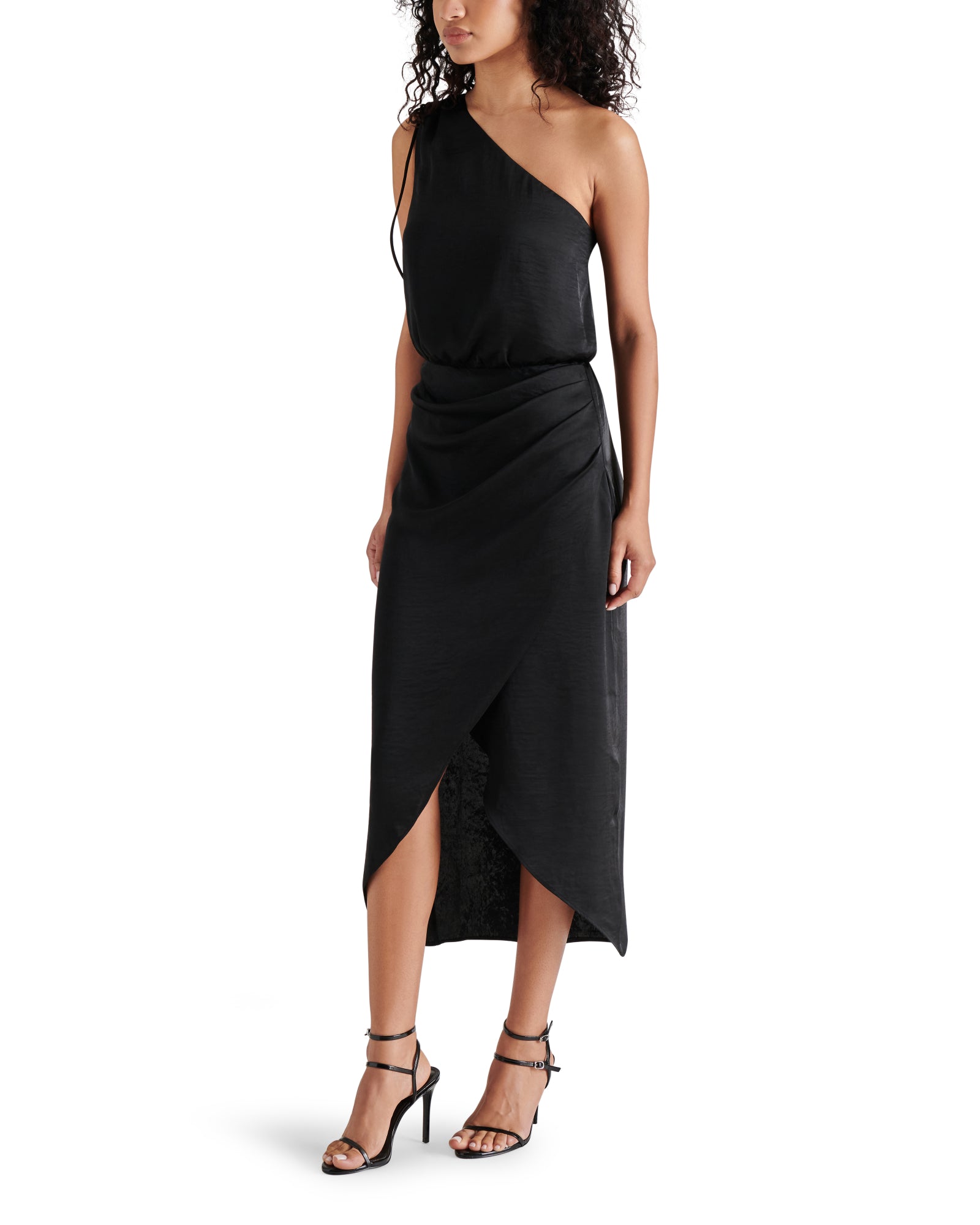 ADELE Black One Shoulder Midi Dress | Women's Designer Clothing – Steve Madden Canada