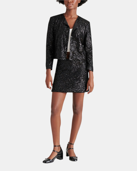 CROPPED SEQUIN JACKET BLACK – Steve Madden Canada