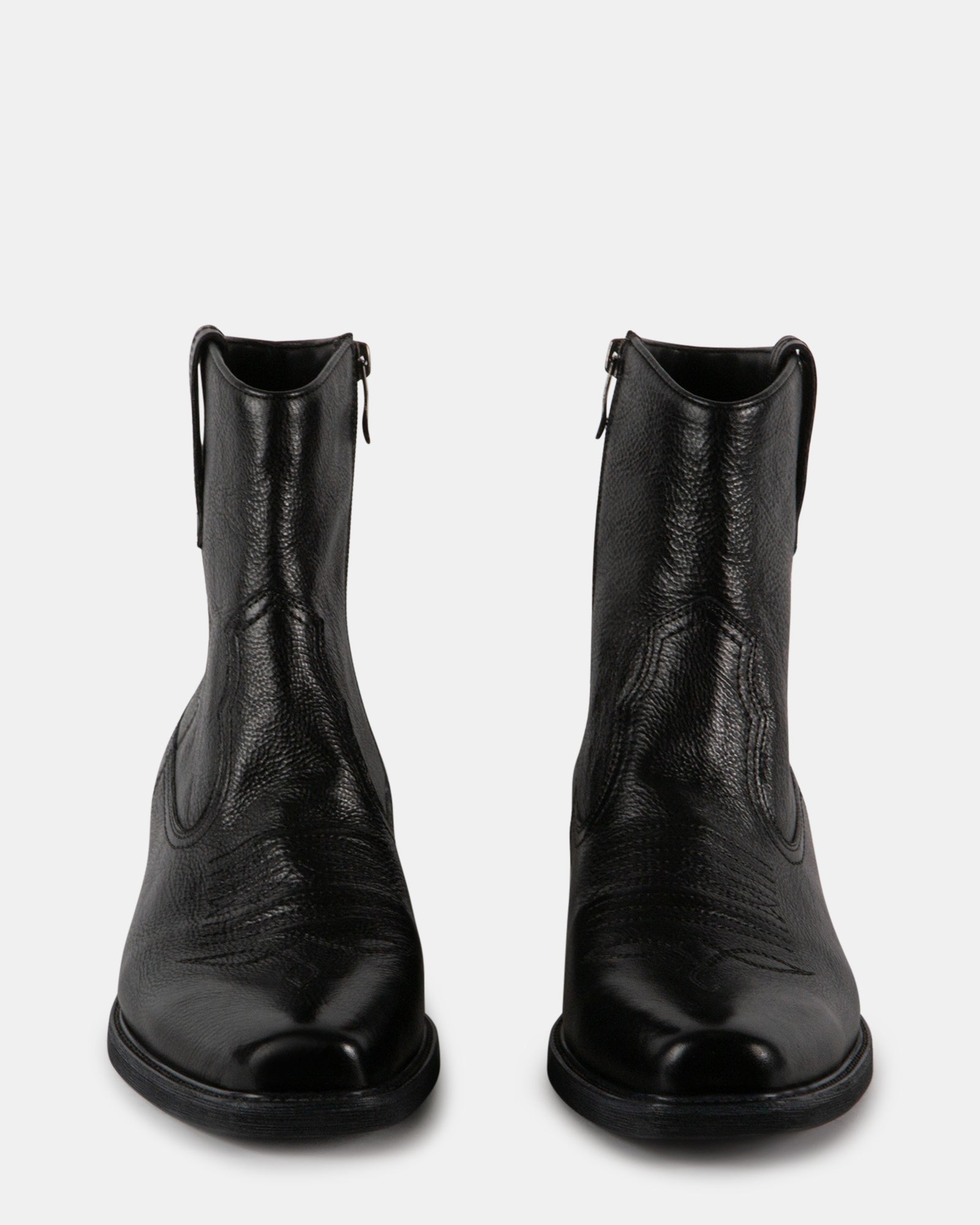 STERGIS Black Leather Western Zip-Up Boots | Men's Designer Boots ...