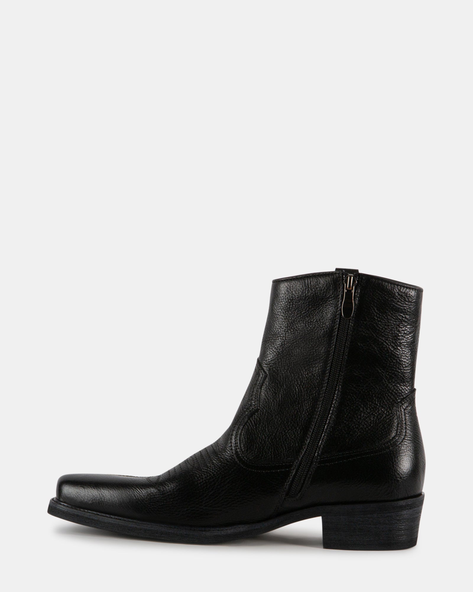 STERGIS Black Leather Western Zip-Up Boots | Men's Designer Boots ...