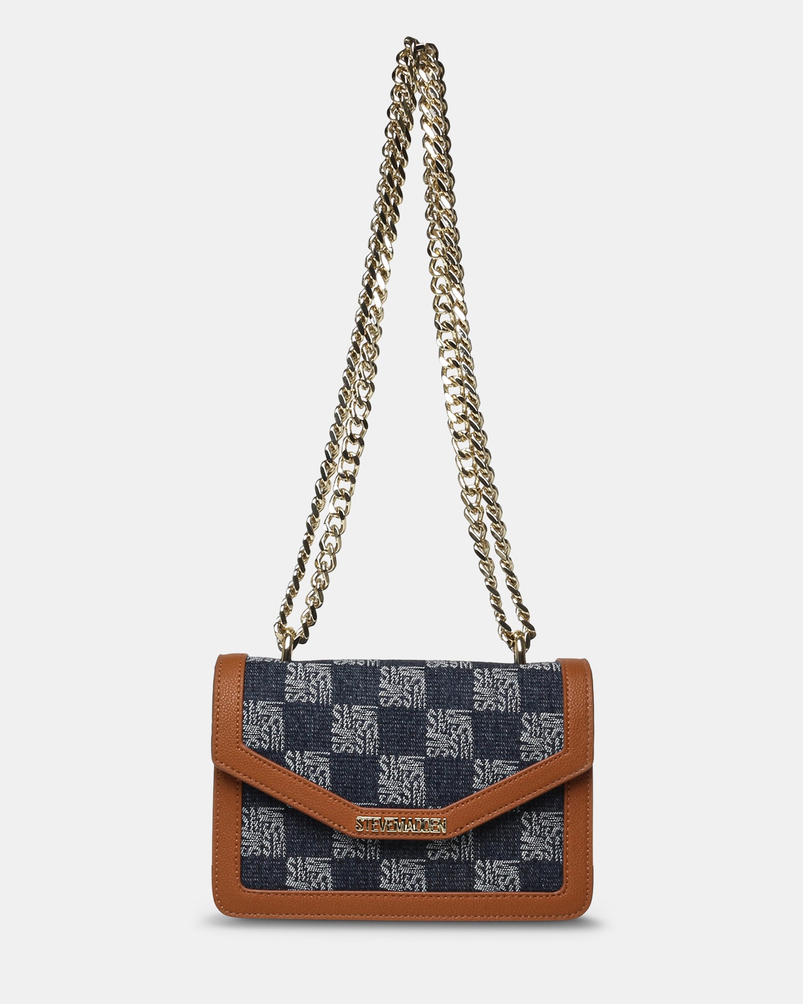BSTAKES-5 Denim Blue & Tan Crossbody Bag | Women's Designer Handbags ...