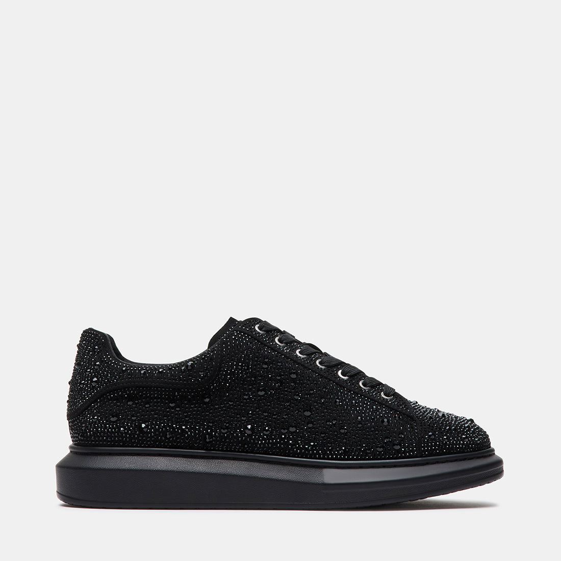 ICEBOX Black Rhinestones Low-Top Lace-Up Sneakers | Men's Designer ...