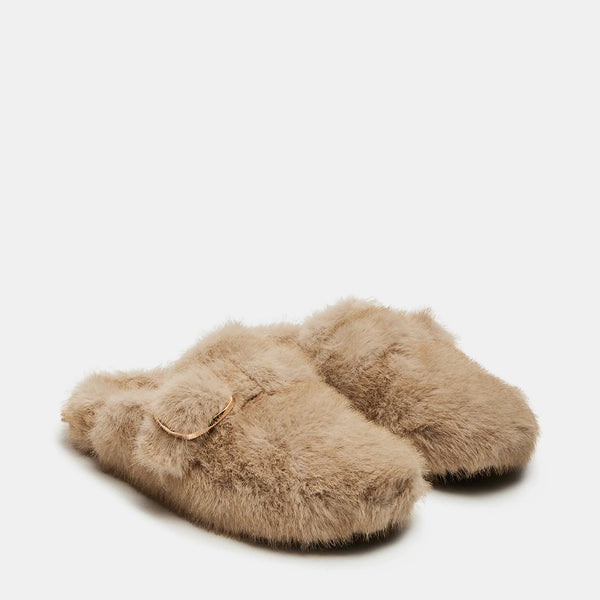BOHAN Natural Faux Fur Slip-On Flats | Women's Designer Shoes – Steve ...