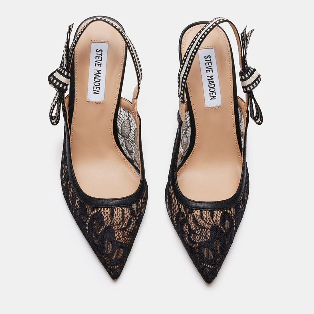 BRI Black Lace Slingback Pumps | Women's Designer Shoes – Steve Madden ...