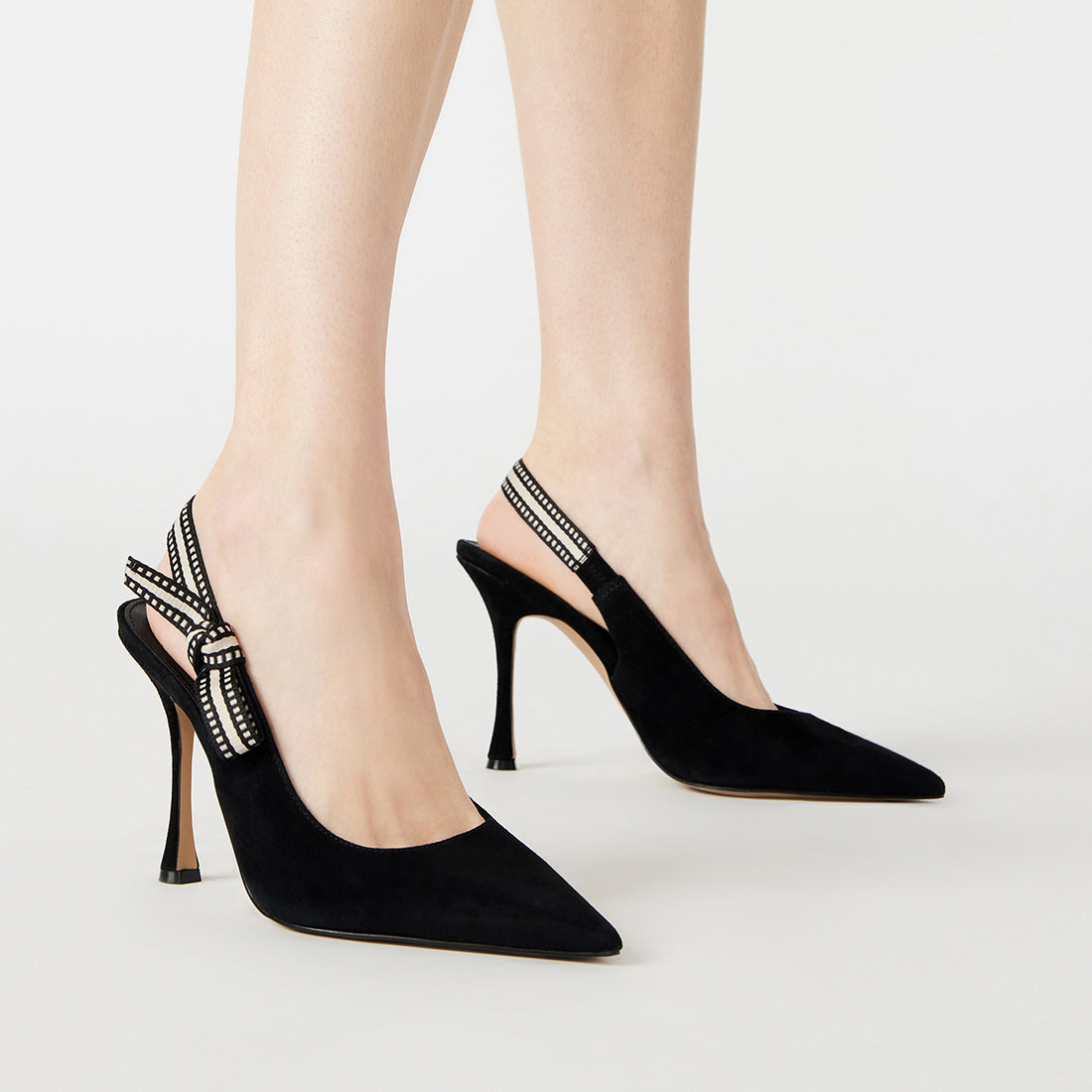 BRI Black Suede Slingback Pumps | Women's Designer Shoes – Steve Madden ...