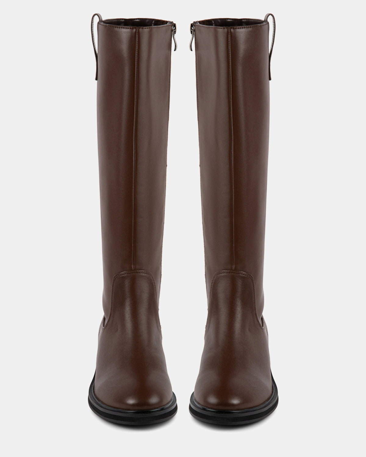 CALM Brown Low Knee-High Boots | Women's Designer Boots – Steve Madden ...