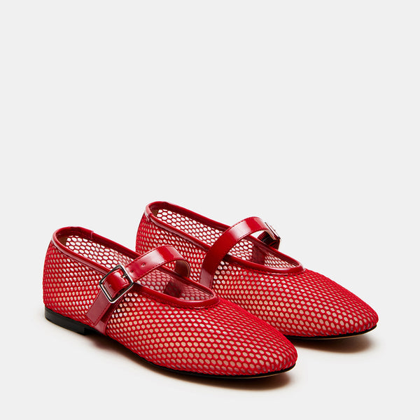 DREAMING Red Mesh Mary Jane Ballet Flat | Women's Designer Shoes ...