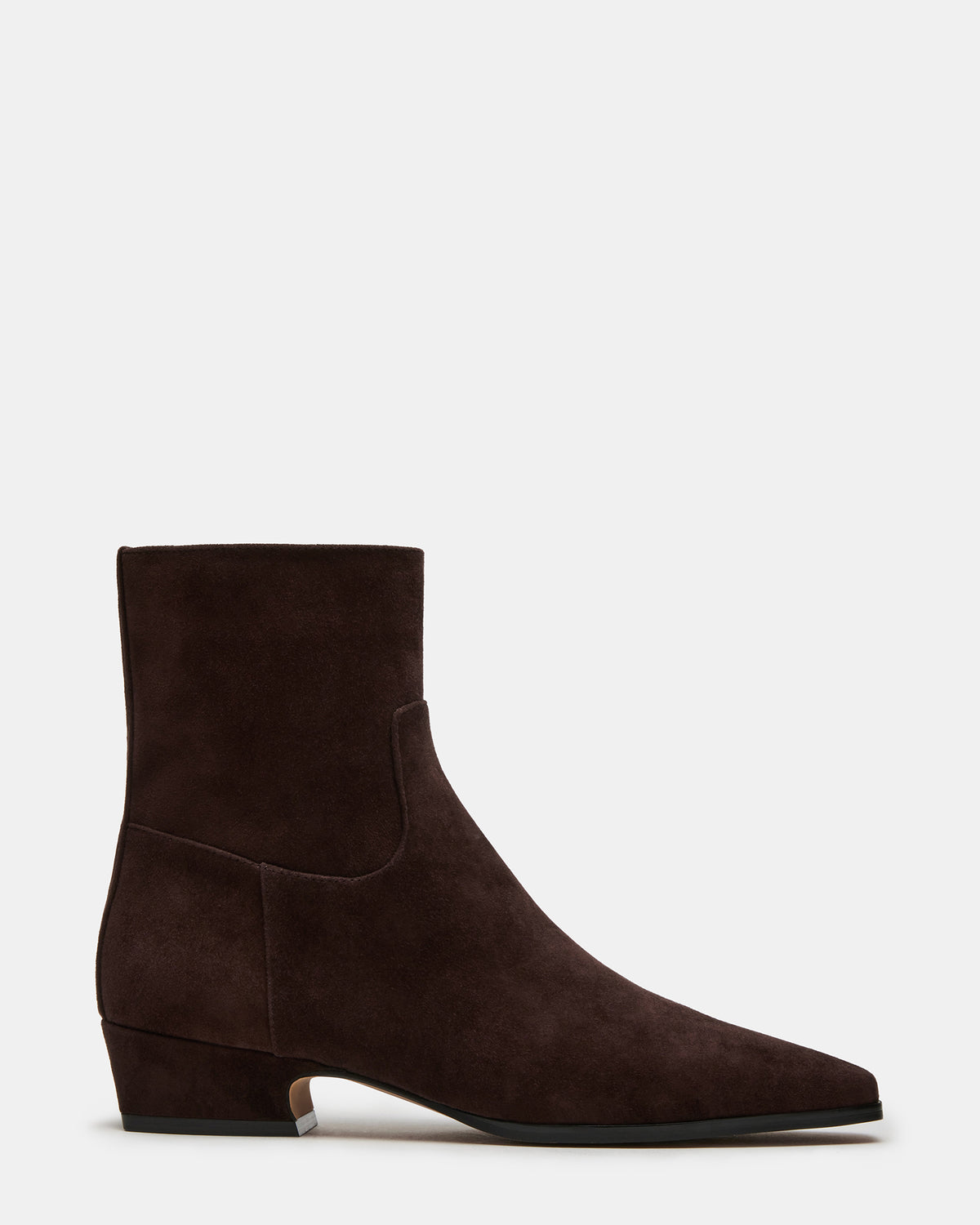 DUSTY Brown Suede Flared Block Heel Booties | Women's Designer Boots ...