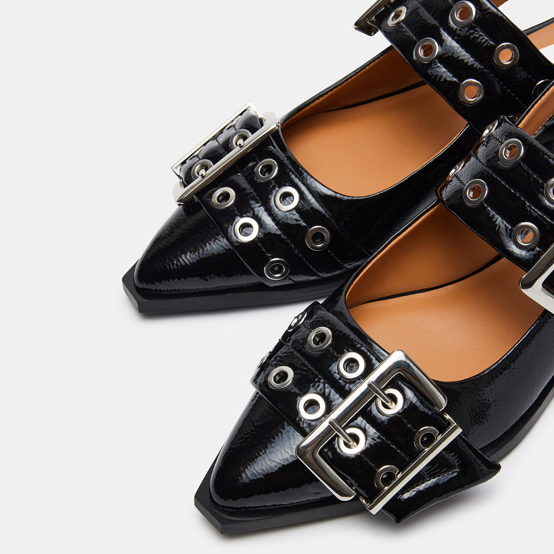 GRAYA Black Patent Slingback Flats | Women's Designer Flats – Steve ...