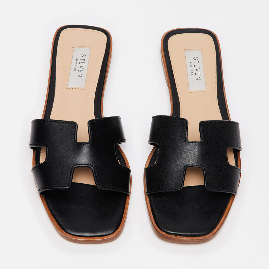 HADYN Black Leather Women's Slide Sandals | Women's Designer Sandals ...