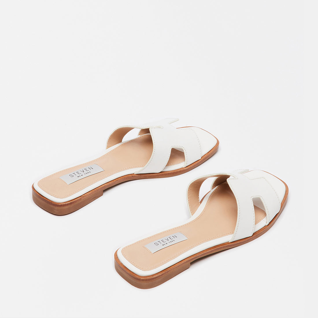HADYN White Leather Women's Slide Sandals | Women's Designer Sandals ...
