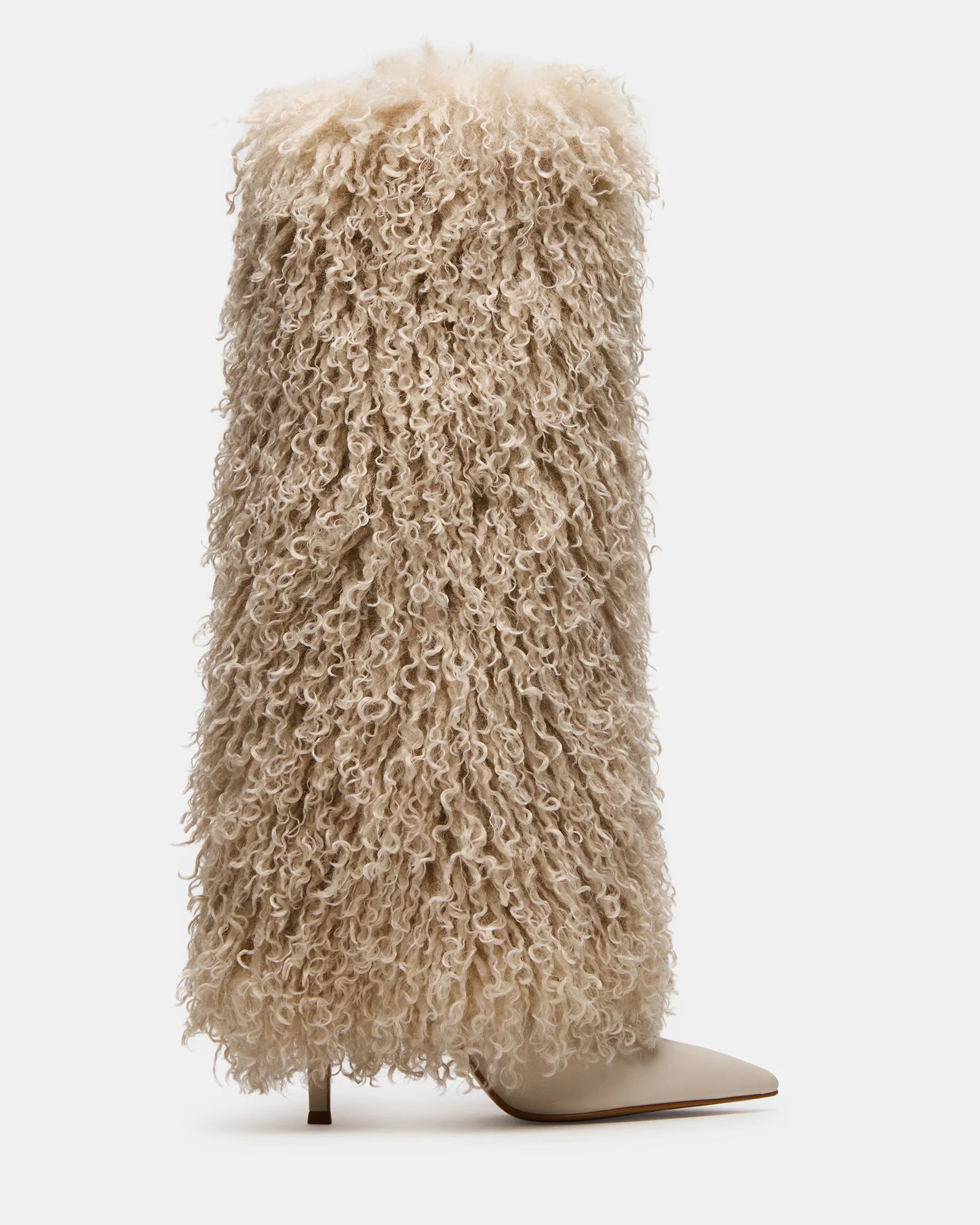 ICONN Natural Faux-Fur Stiletto Knee High Boot | Women's Designer Boots ...