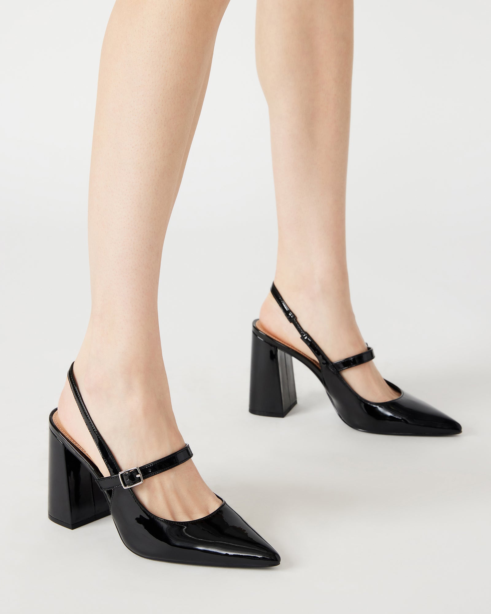 MAEGAN Black Patent Slingback Pumps | Women's Designer Heels – Steve ...