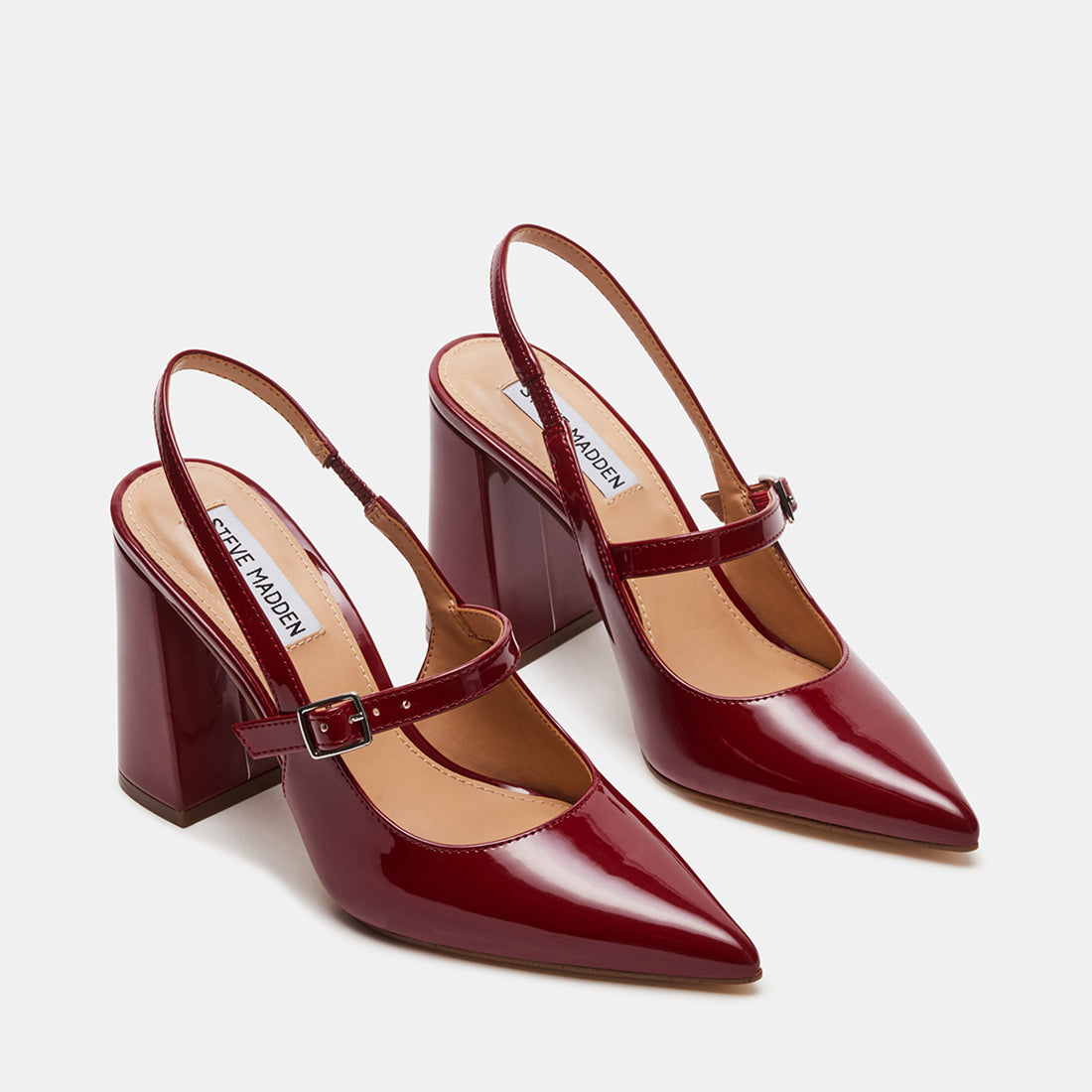 MAEGAN Burgundy Patent Slingback Pumps | Women's Designer Heels – Steve ...
