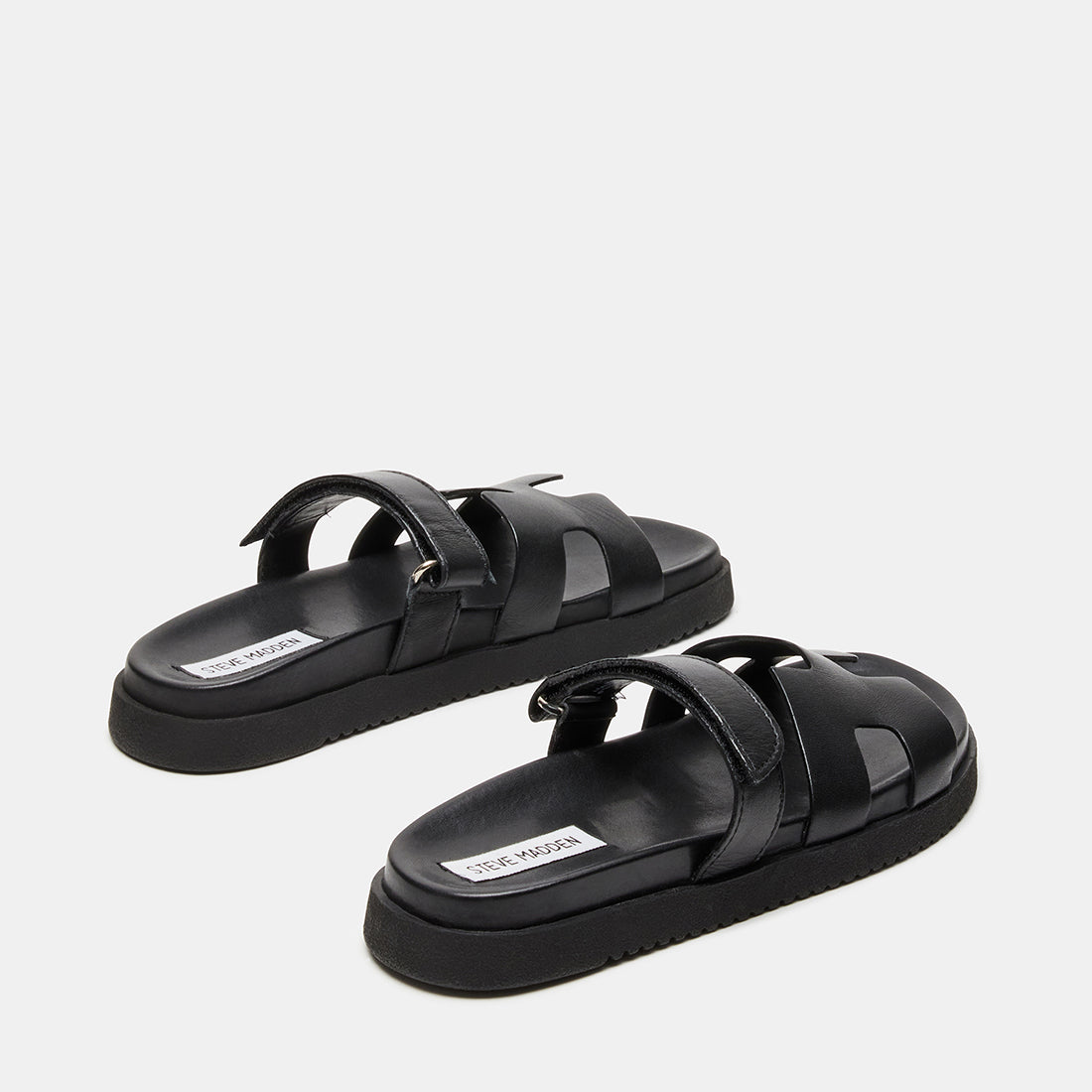 MAYVEN Black Leather Flatform Slide Sandals | Women's Designer Sandals ...