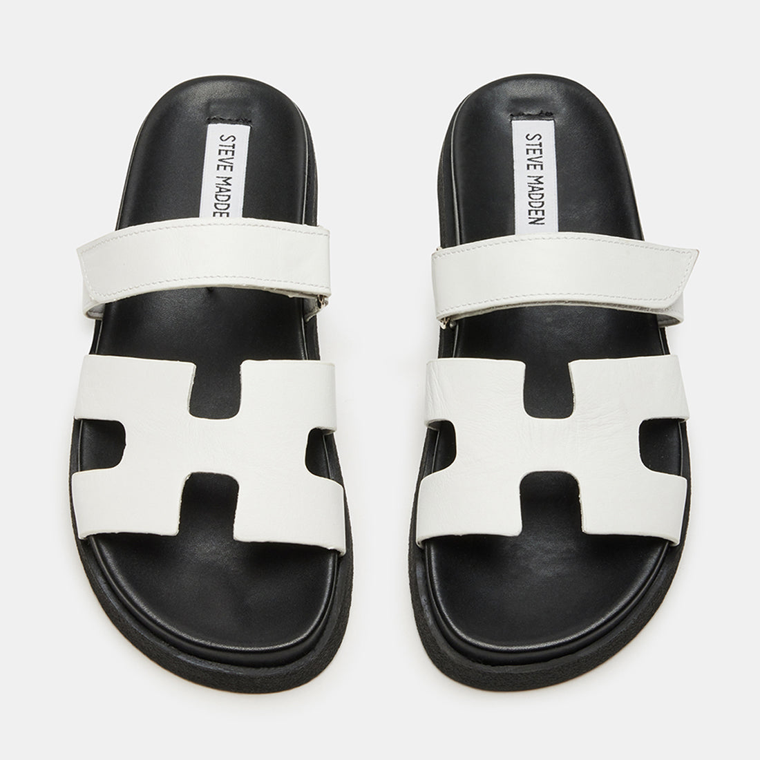 MAYVEN White/Black Flatform Slide Sandals | Women's Designer Sandals ...
