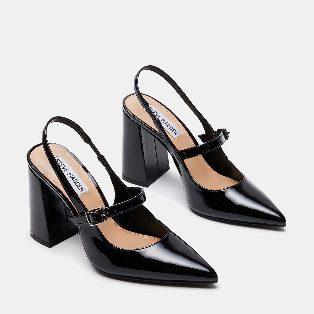 MAEGAN Black Patent Slingback Pumps | Women's Designer Heels – Steve ...