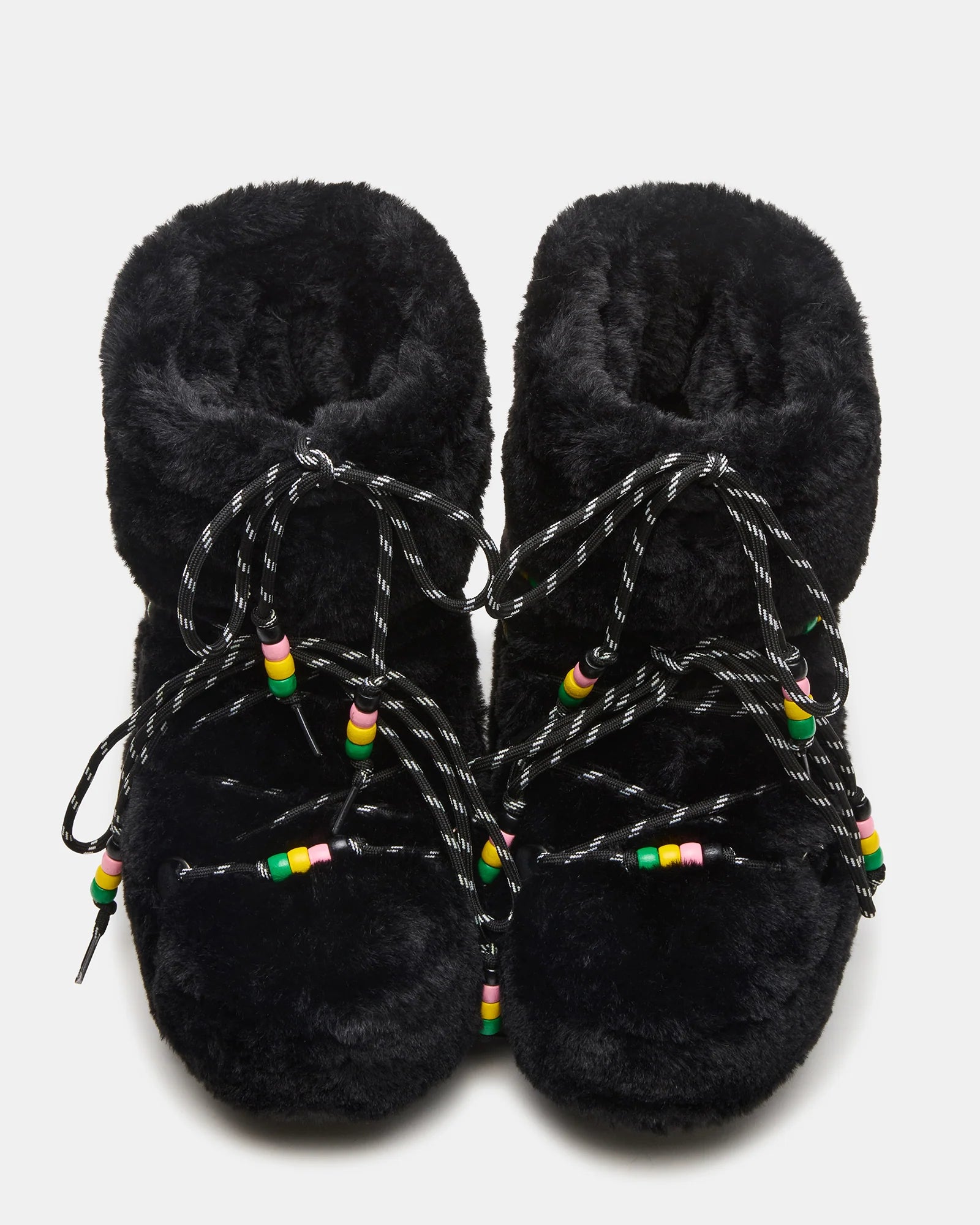 Bottines à lacets épaisses en fausse fourrure noire MIRO | Bottines de ...