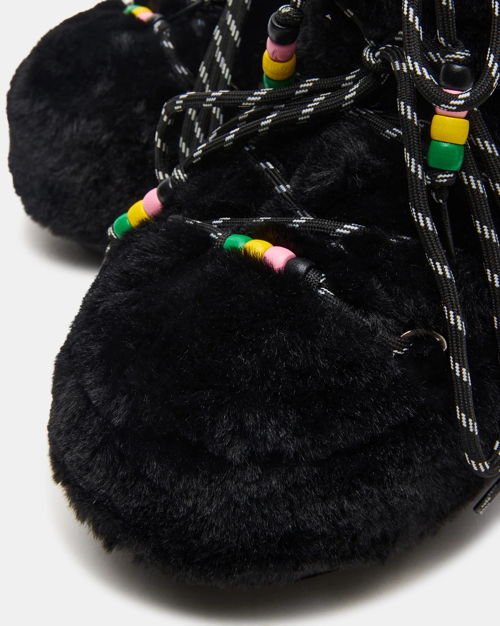 MIRO Black Faux Fur Chunky Lace Up Booties | Women's Designer Booties ...