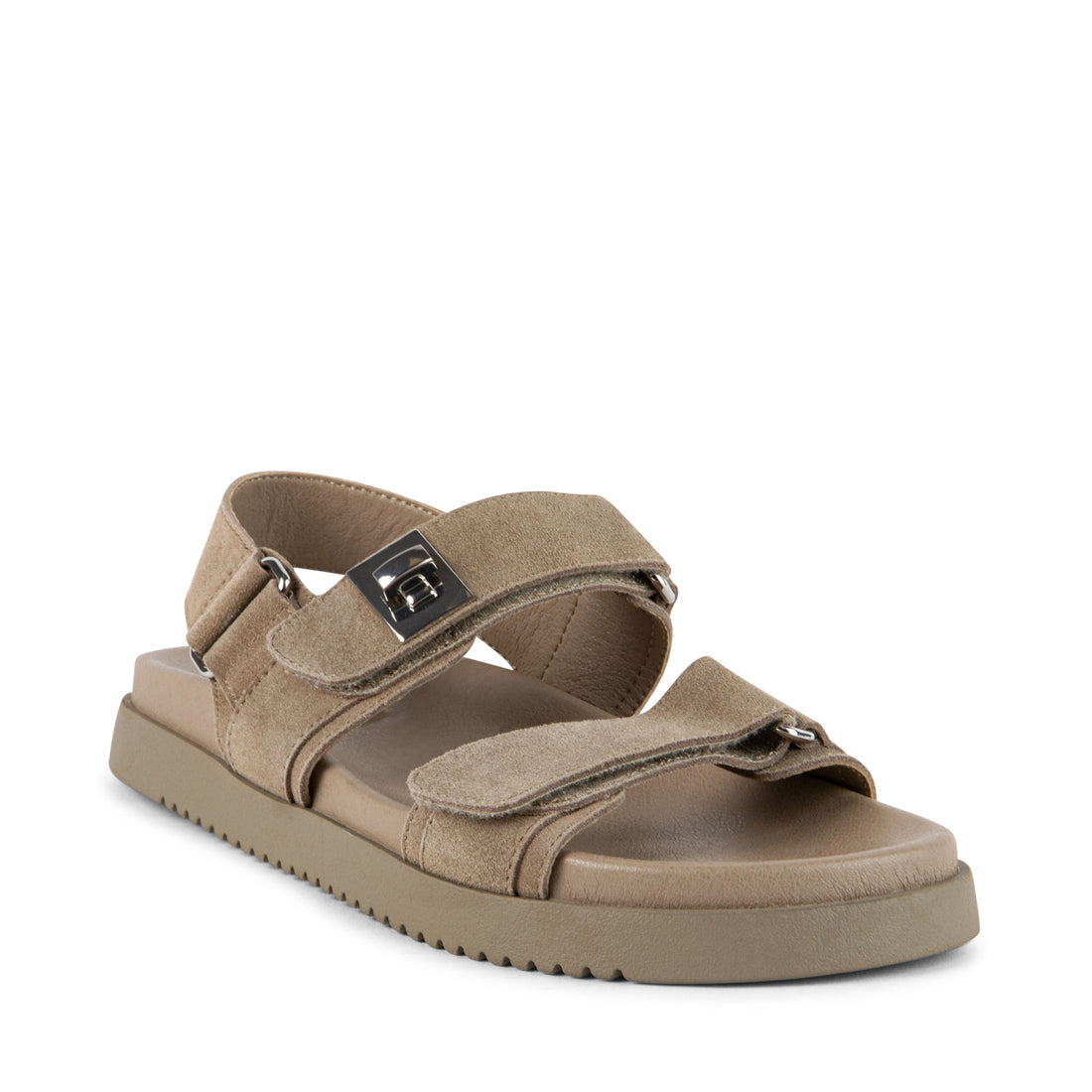 MONA Taupe Suede Flatform Sandals | Women's Designer Sandals – Steve ...