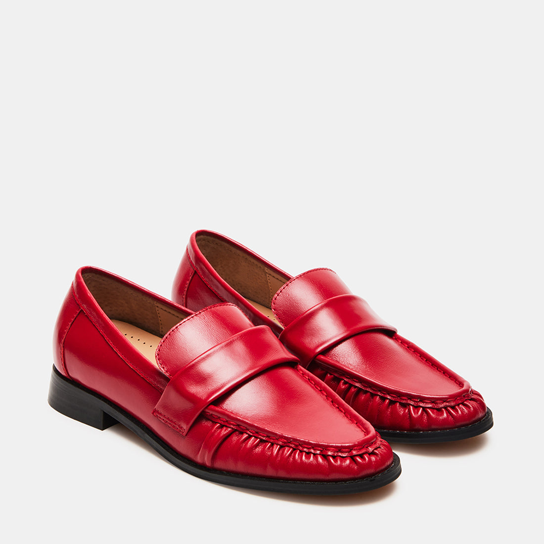 RIDLEY Red Leather Tailored Loafers | Women's Designer Shoes – Steve ...
