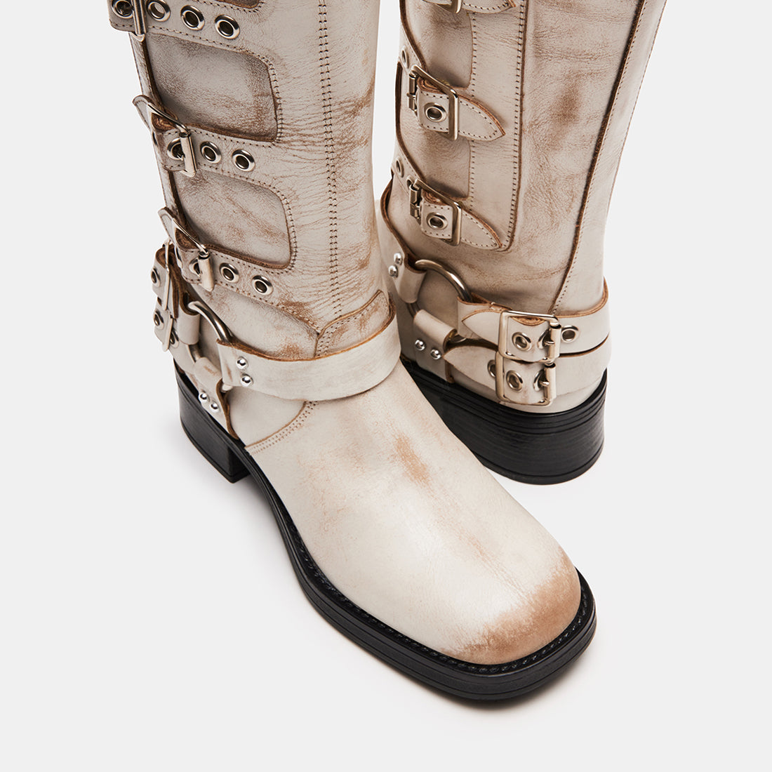 ROCKYY White Leather Engineer Boots | Women's Designer Boots – Steve Madden Canada