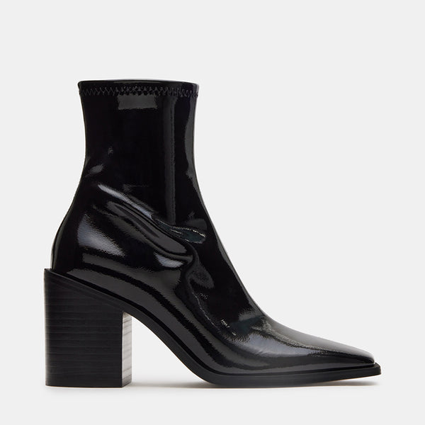 ROLFE Black Patent Square Toe Ankle Boot | Women's Designer Booties ...