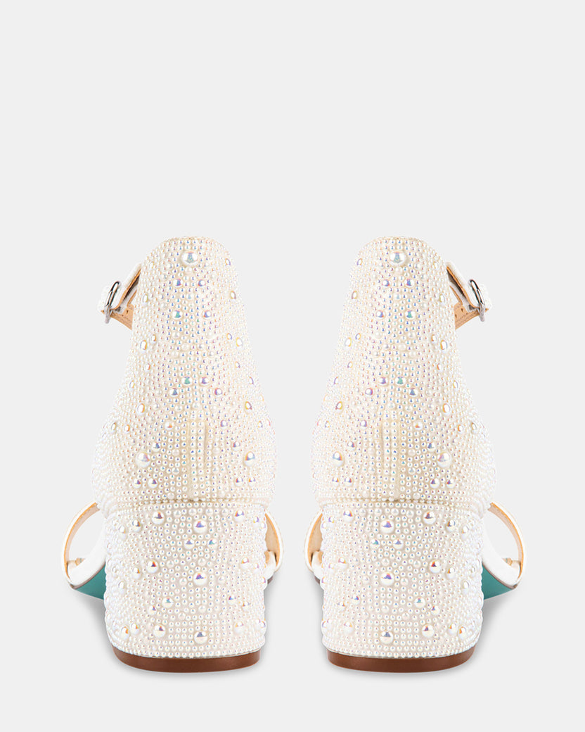 SB-MARI White Pearl Block Heel Sandals | Women's Designer Heels – Steve ...