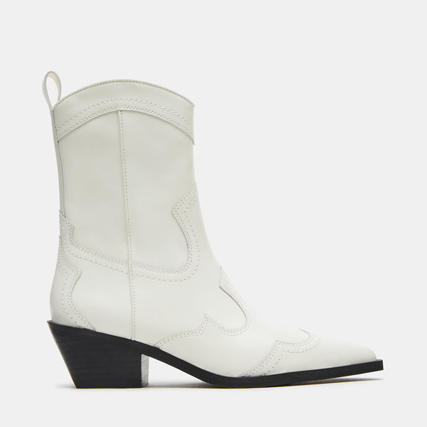 SHAYNE White Leather Cowboy Boots | Women's Designer Booties – Steve ...