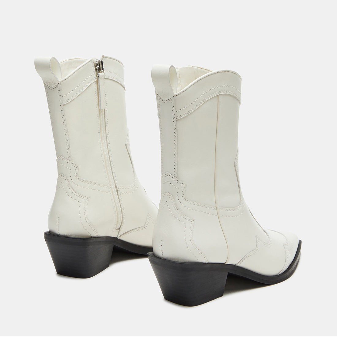 SHAYNE White Leather Cowboy Boots | Women's Designer Booties – Steve ...