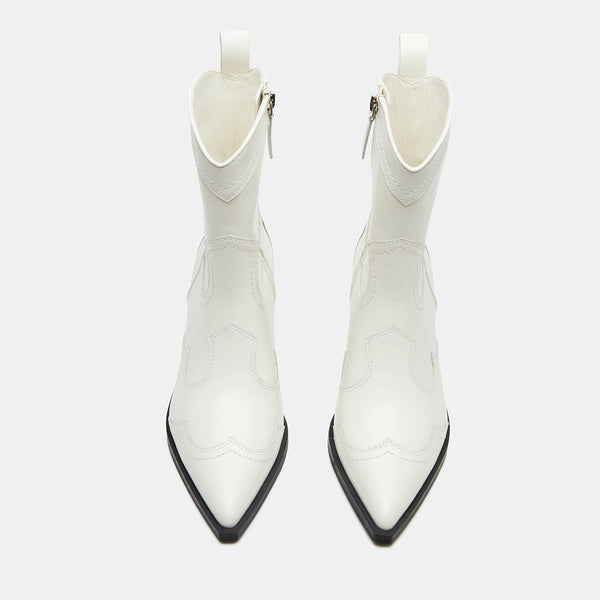 SHAYNE White Leather Cowboy Boots | Women's Designer Booties – Steve ...