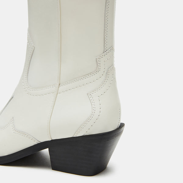 SHAYNE White Leather Cowboy Boots | Women's Designer Booties – Steve ...