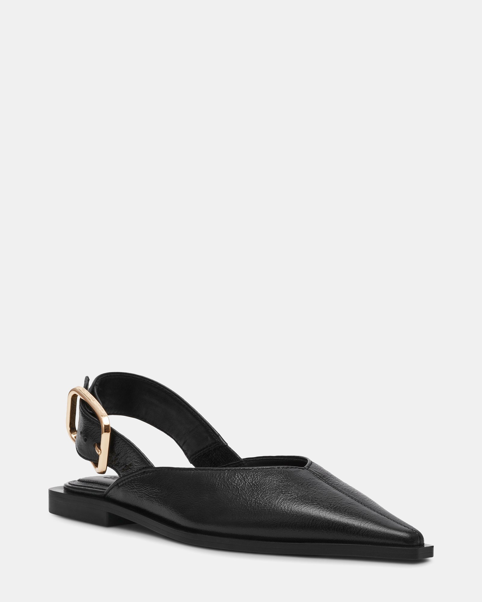 SHAY Black Leather Slingback Pointed-Toe Flats | Women's Designer Flats ...