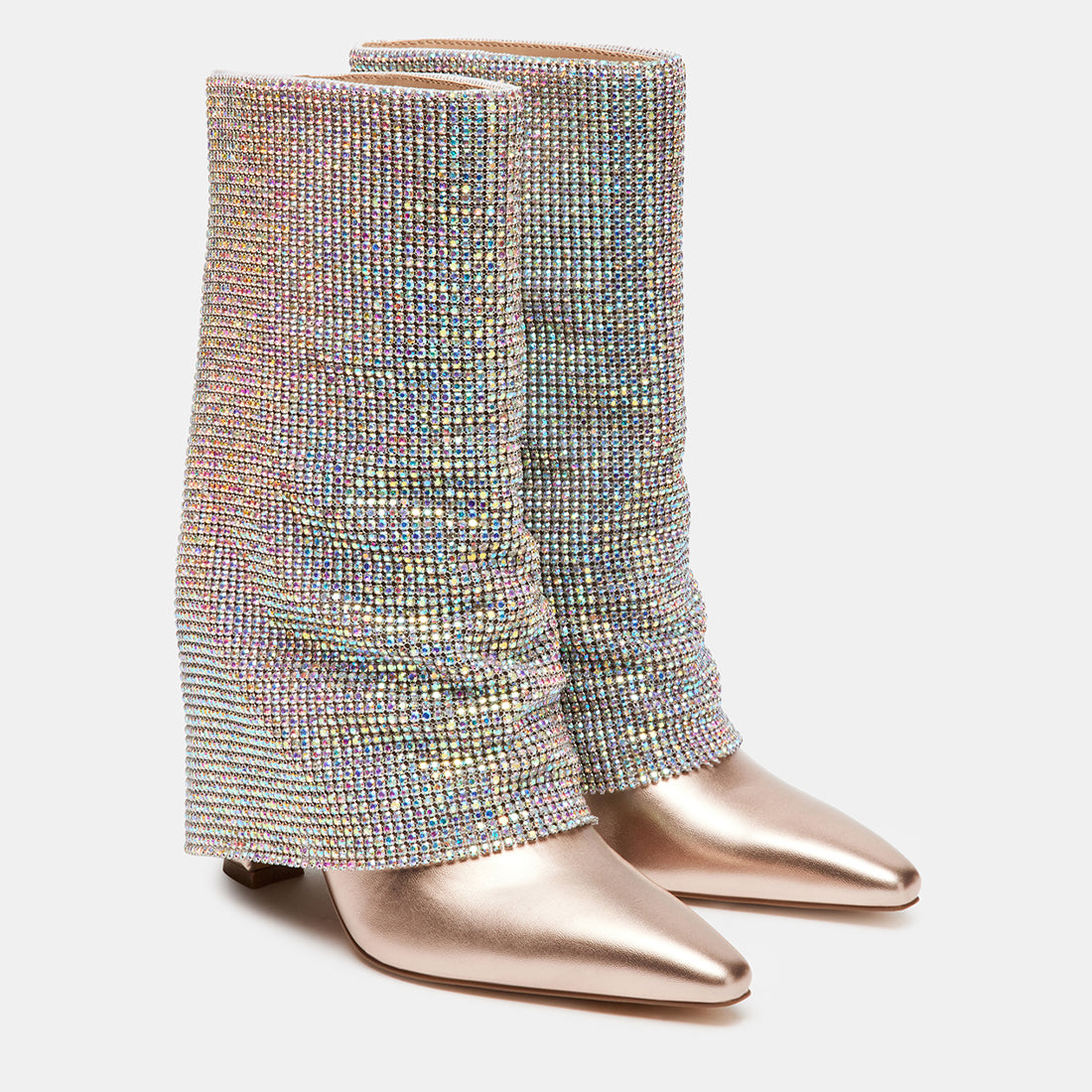 SPARKLE Silver Multi Rhinestone Cuff Booties | Women's Designer Booties ...