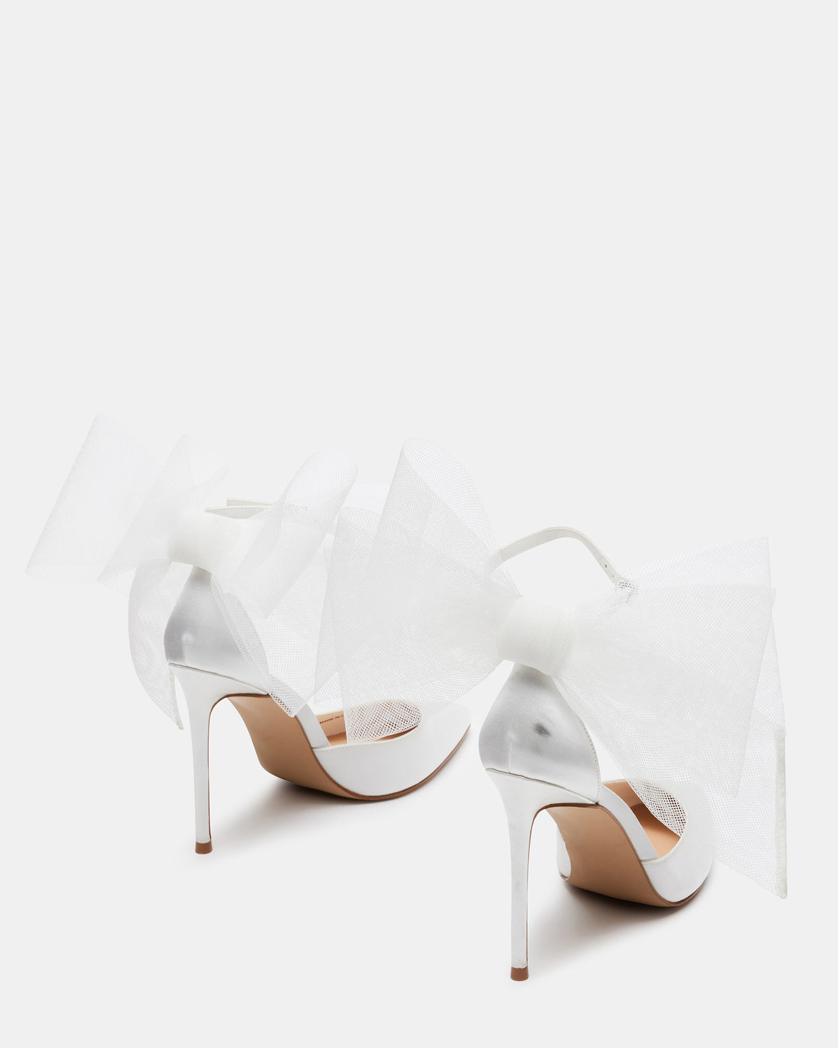 VALENTEEN White Satin Bow Embellished Pumps | Women's Designer Heels ...