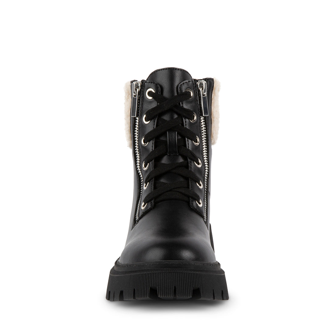 VIKER Black Faux Fur Combat Boots | Women's Designer Booties – Steve ...