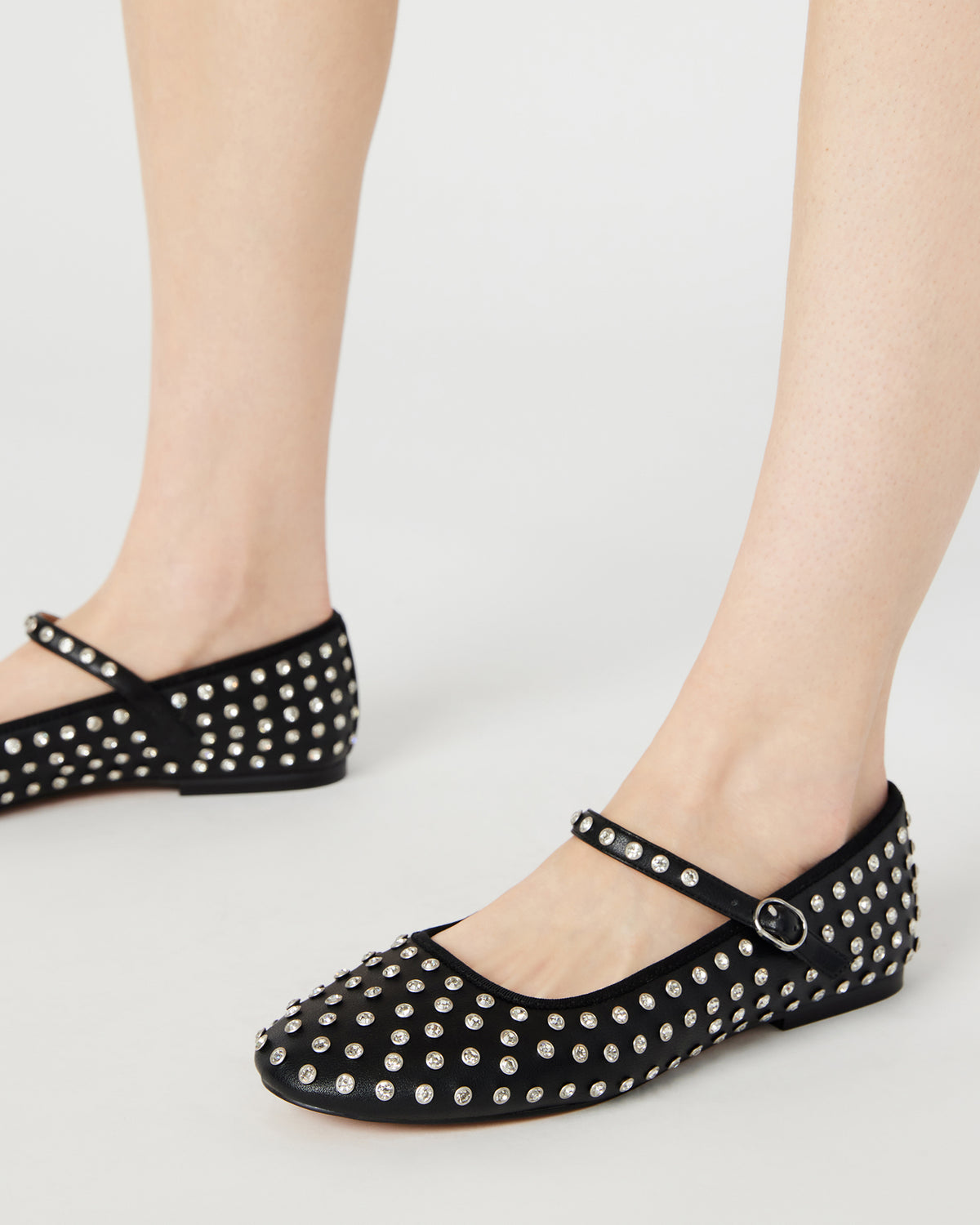 VINETTA Black/Silver Rhinestones Ballet Flats | Women's Designer Flats – Steve Madden Canada