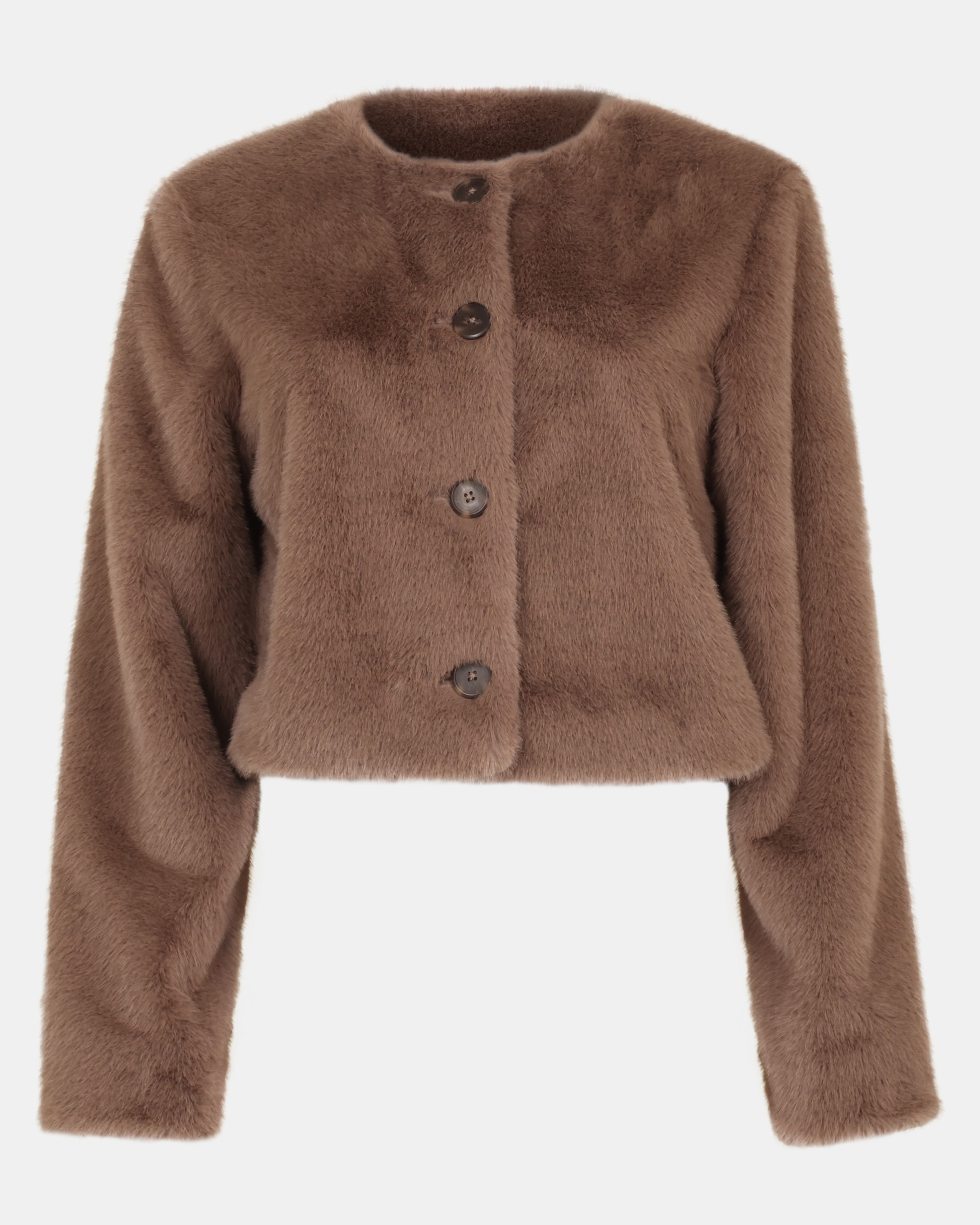 JOEY Faux-Fur Collared Mocha Jacket | Women's Designer Clothing – Steve ...